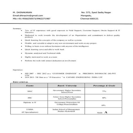 DHINAKARAN NEW PROFILE | DOCX | IT and Internet Support | Internet