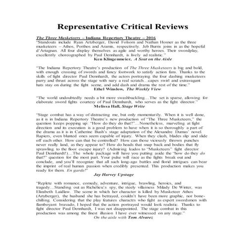 Representative Critical Reviews | DOCX