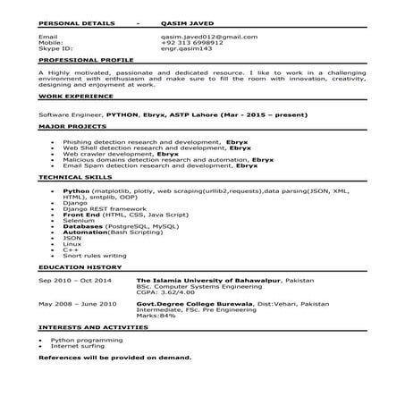 Qasim Javed Resume | PDF | Email | Internet
