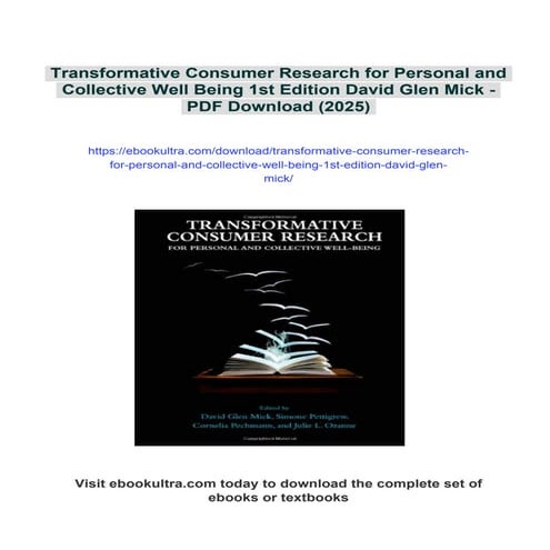 Transformative Consumer Research for Personal and Collective Well Being ...