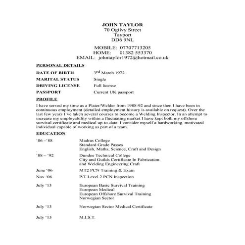 Updated Original John Taylor Cv2 Doc