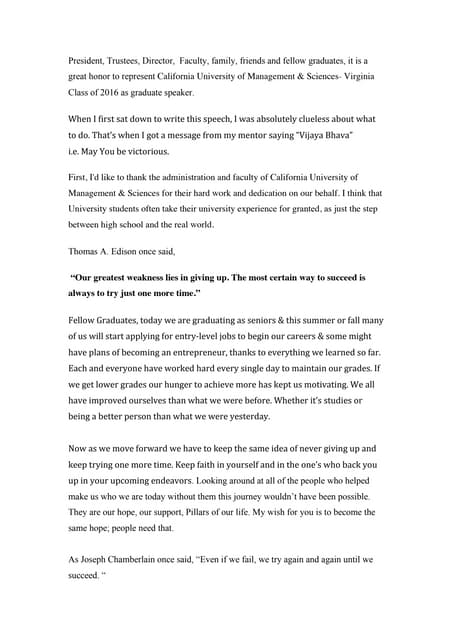 Freshers speech | PDF