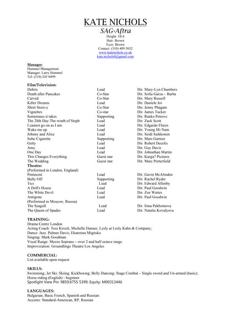 acting resume | PDF