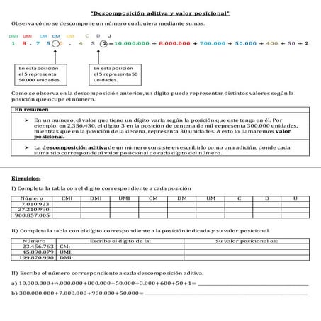 Quinto básico Clase 01 identificar y representar valor posicional y ...