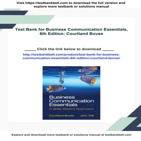 Test Bank for Business Communication Essentials, 6th Edition: Courtland ...