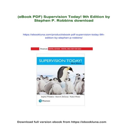 (eBook PDF) Supervision Today! 9th Edition by Stephen P. Robbins | PDF