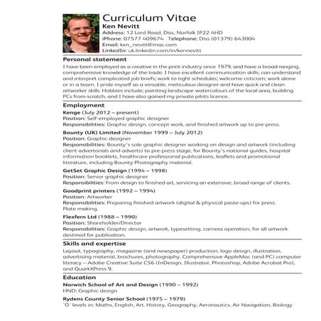 Ken Nevitt CV 2015 & select portfolio | PDF