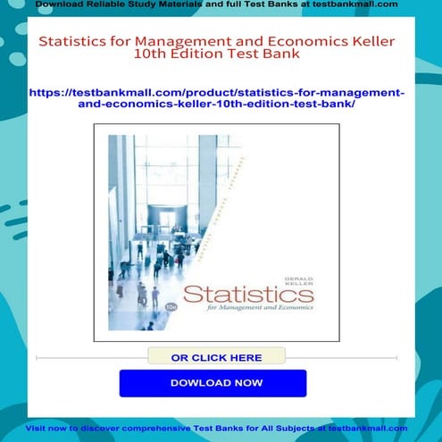 Statistics for Management and Economics Keller 10th Edition Test Bank | PDF