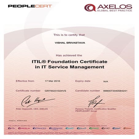 ITIL Certificate | PDF