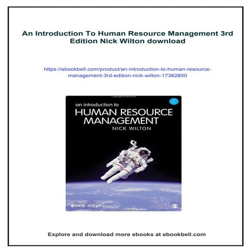 An Introduction To Human Resource Management 3rd Edition Nick Wilton | PDF