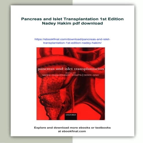 Pancreas and Islet Transplantation 1st Edition Nadey Hakim | PDF