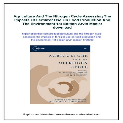 Agriculture And The Nitrogen Cycle Assessing The Impacts Of Fertilizer ...