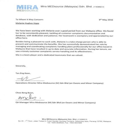 MIRA Reference Letter | PDF