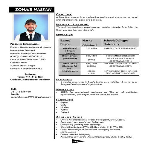 zohaib cv 2015 | PDF