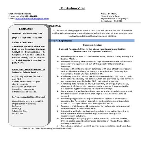 Sana New Resume | DOC | Business Accounting & Finance | Business