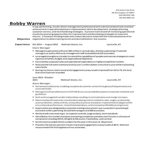 Bobby Warren Resume | DOCX