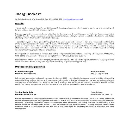 Cv one pager uk michael kaster | PDF