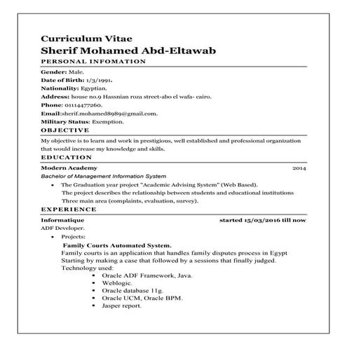 Sherif Mohamed C.V | PDF