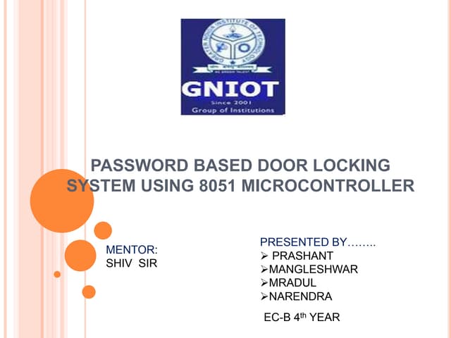 Password based door lock system using 8051 microcontroller final report ...