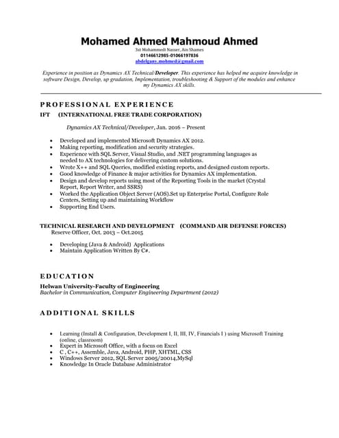 Mohamed Waheed'CV | PDF