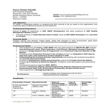 Saurav_SAP ABAP Developer_2_Years_Experience | PDF