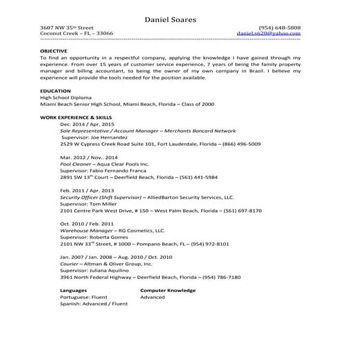 Resume (curriculum) 2015 | PDF