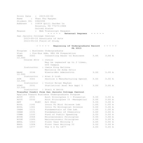 Jessica Minge Transcript | PDF