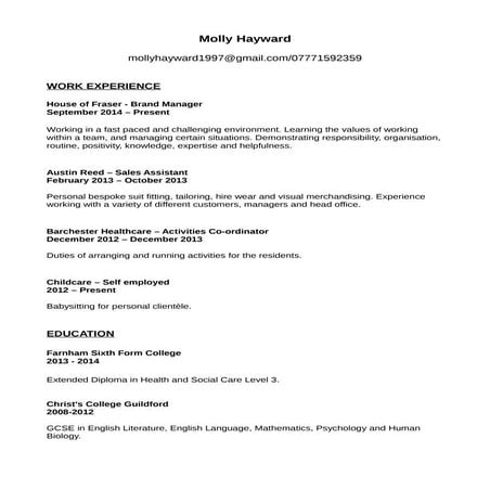 Mollys CV | ODT