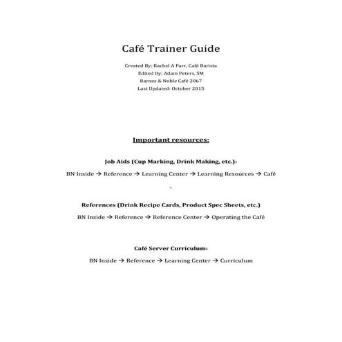 2067_CafeTrainerGuide | PDF | Food & Drink
