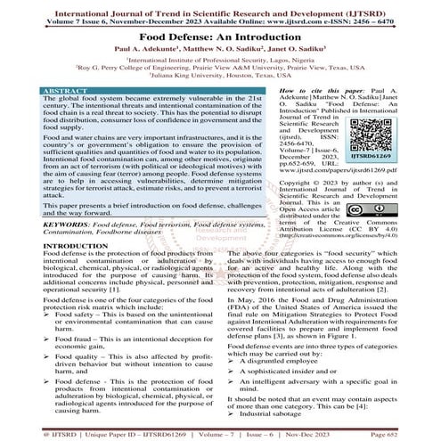 Food Defense An Introduction | PDF