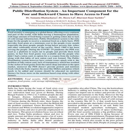 Public Distribution System An Important Component for the Poor and ...