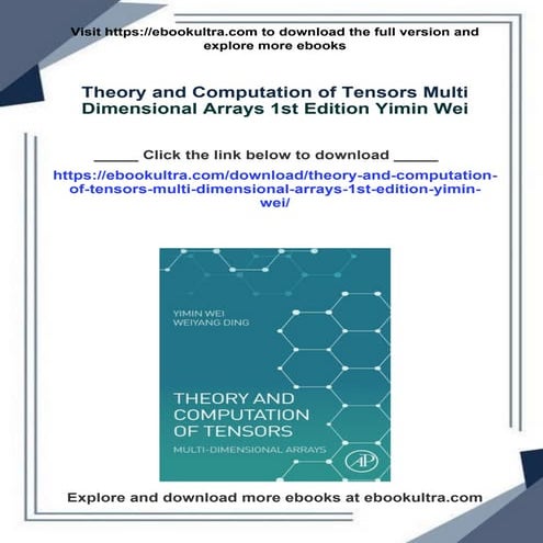 Theory and Computation of Tensors Multi Dimensional Arrays 1st Edition Yimin Wei | PDF