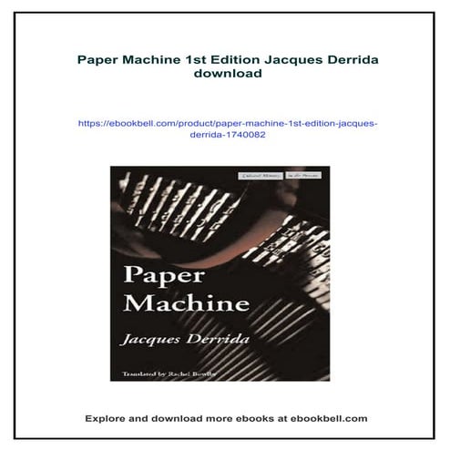 Paper Machine 1st Edition Jacques Derrida | PDF