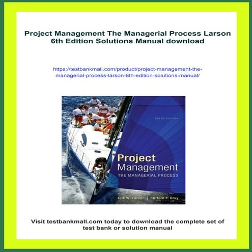 Project Management The Managerial Process Larson 6th Edition Solutions ...