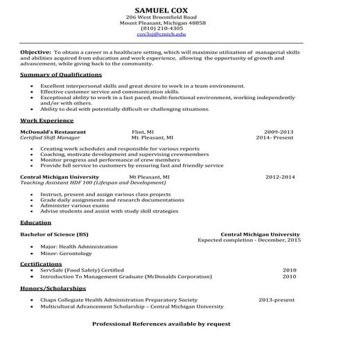 resume - S. Cox | PDF