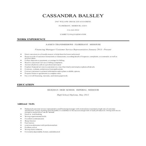 Cassie resumee | DOCX