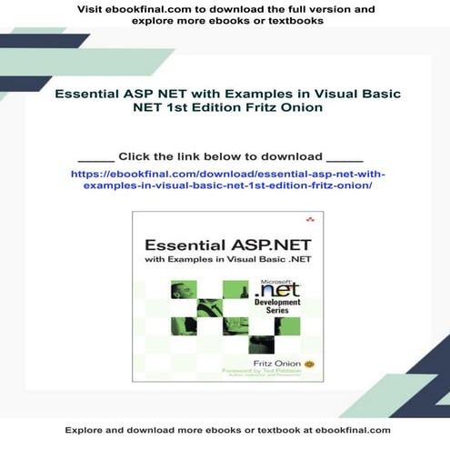 Essential ASP NET with Examples in Visual Basic NET 1st Edition Fritz Onion | PDF