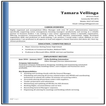 Tamara Vellinga Resume | DOC