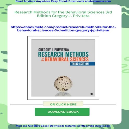 Research Methods for the Behavioral Sciences 3rd Edition Gregory J. Privitera | PDF