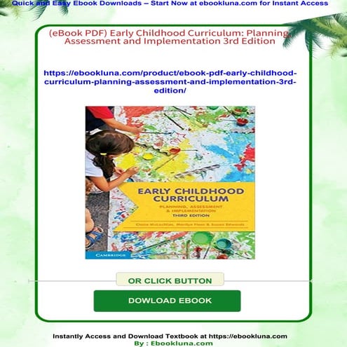 (eBook PDF) Early Childhood Curriculum: Planning, Assessment and Implementation 3rd Edition | PDF
