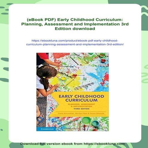 (eBook PDF) Early Childhood Curriculum: Planning, Assessment and Implementation 3rd Edition | PDF