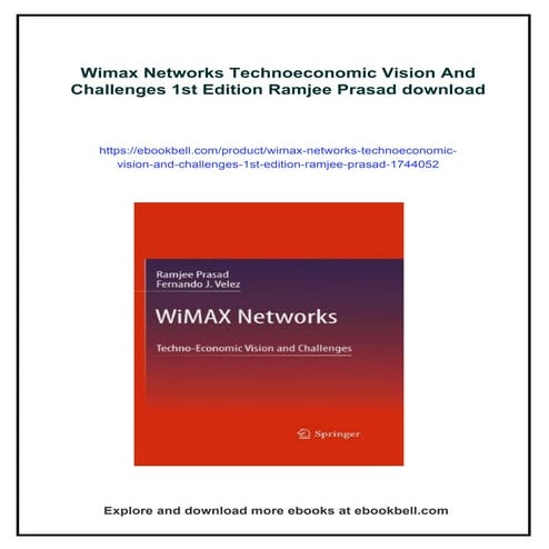 Wimax Networks Technoeconomic Vision And Challenges 1st Edition Ramjee ...