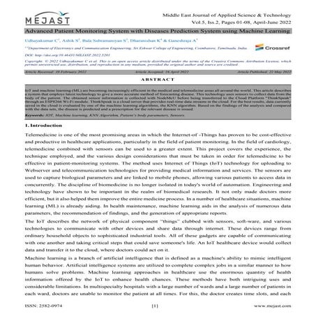 Advanced Patient Monitoring System with Diseases Prediction System ...