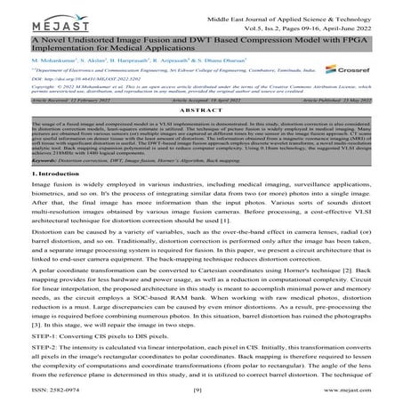 A Novel Undistorted Image Fusion And Dwt Based Compression Model With Fpga Implementation For 