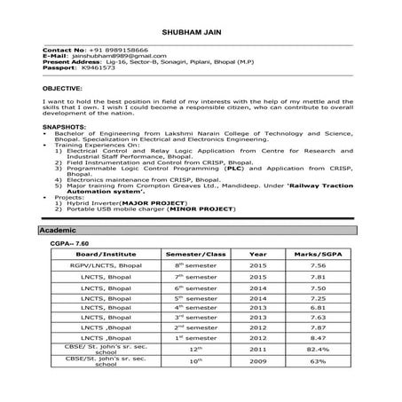 shubham resume | PDF | Education