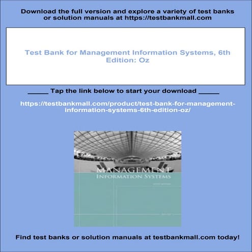 Test Bank for Management Information Systems, 6th Edition: Oz | PDF