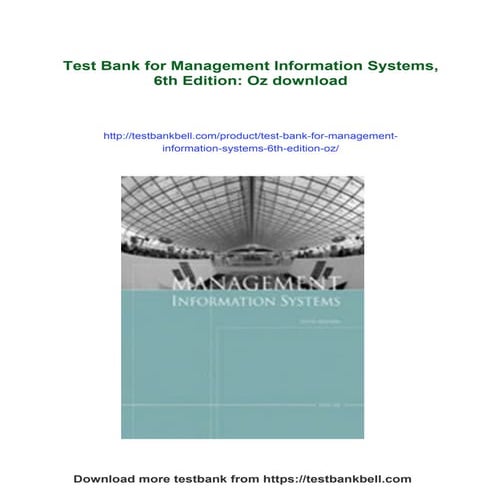 Test Bank for Management Information Systems, 6th Edition: Oz | PDF