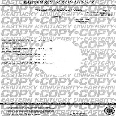 EKU Transcript pg3 | PDF
