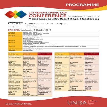 1 UNISA Annual Spring Law con programme | PDF | Civic affairs | Politics