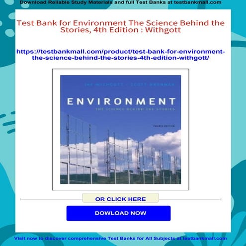 Test Bank for Environment The Science Behind the Stories, 4th Edition ...